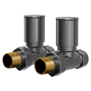 Colore Round Gunmetal Grey Straight Radiator Valves - Wholesale Domestic
