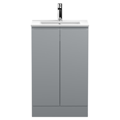 Hudson Reed Urban Satin Grey 500mm Floor Standing 2 Door Vanity Unit ...
