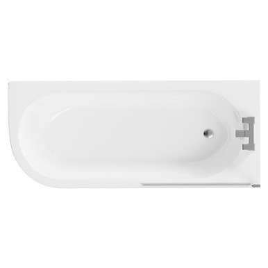 Arc 1700mm x 750mm Right Hand Curved Shower Bath with Bath Screen and ...