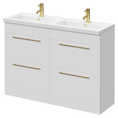 Napoli Gloss White 1200mm Floor Standing Vanity Unit with Polymarble ...