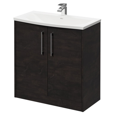 Horizon Metallic Slate 800mm Floor Standing Vanity Unit with 1 Tap Hole ...