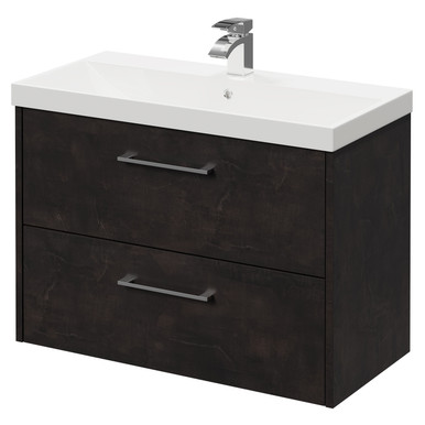 Horizon Metallic Slate 800mm Wall Mounted Vanity Unit with 1 Tap Hole ...
