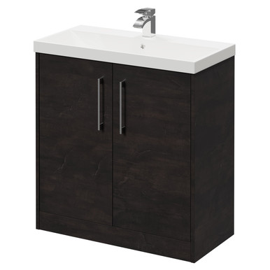 Horizon Metallic Slate 800mm Floor Standing Vanity Unit with 1 Tap Hole ...