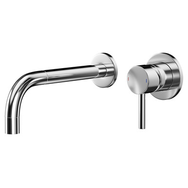 Colore Round Polished Chrome Wall Mounted 2 Tap Hole Basin Mixer Tap ...