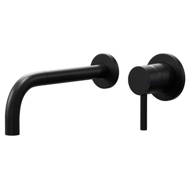 Colore Round Matt Black Wall Mounted 2 Tap Hole Basin Mixer Tap ...
