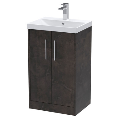 Hudson Reed Juno Matt Metallic Slate 500mm Floor Standing 2 Door Vanity ...