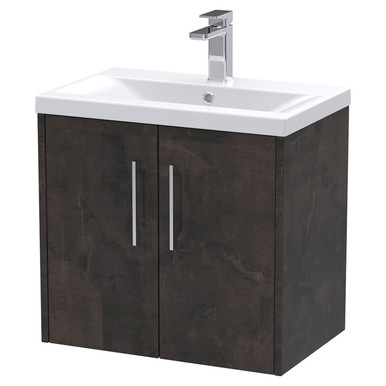 Hudson Reed Juno Matt Metallic Slate 600mm Wall Hung 2 Door Vanity Unit ...