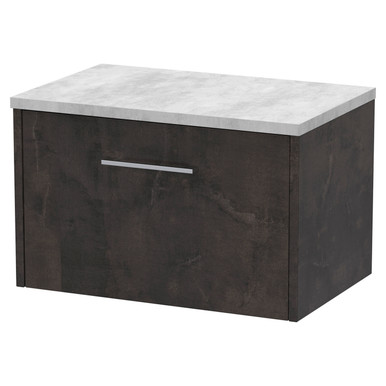 Hudson Reed Juno Matt Metallic Slate 600mm Wall Hung Single Drawer ...