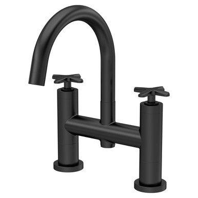 Nuie Aztec Matt Black Deck Mounted Bath Filler Tap - CLX453 - Wholesale ...