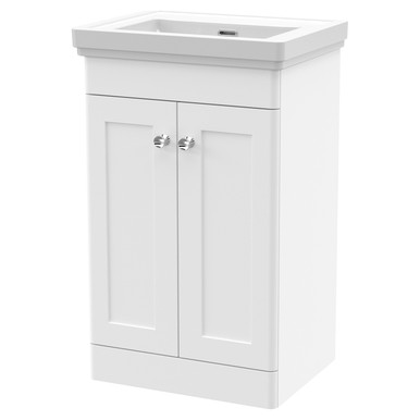 Nuie Classique Satin White 500mm 2 Door Vanity Unit and 66mm Profile ...