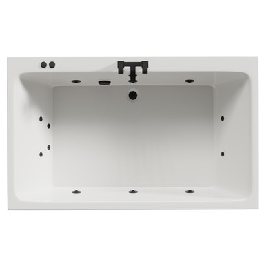 Verna 1800mm x 1100mm 12 Jet Matt Black V-Tec Double Ended Whirlpool ...