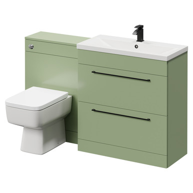 Napoli Cento 390 Olive Green 1400mm Vanity Unit Toilet Suite with 1 Tap ...