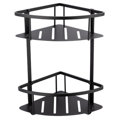 Delos Colore Matt Black 2 Tier Wall Mounted Large Corner Basket ...