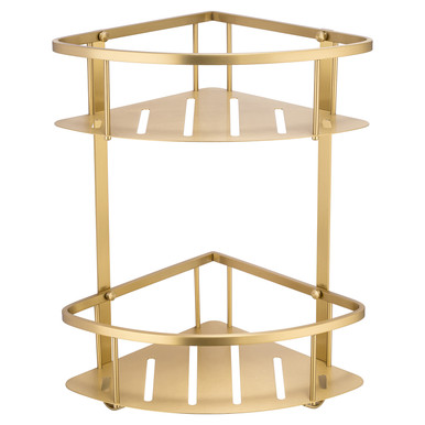 Delos Colore Brushed Brass 2 Tier Wall Mounted Large Corner Basket ...