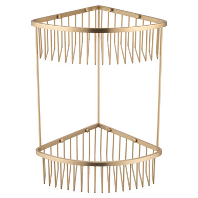 Kea Colore Brushed Brass 2 Tier Wall Mounted Large Corner Basket ...
