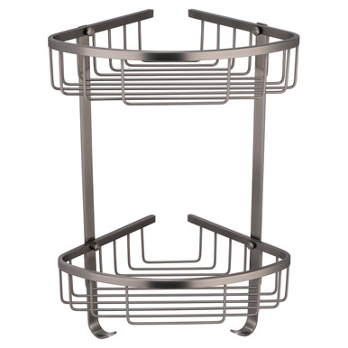 Leros Colore Gunmetal Grey 2 Tier Wall Mounted Corner Basket