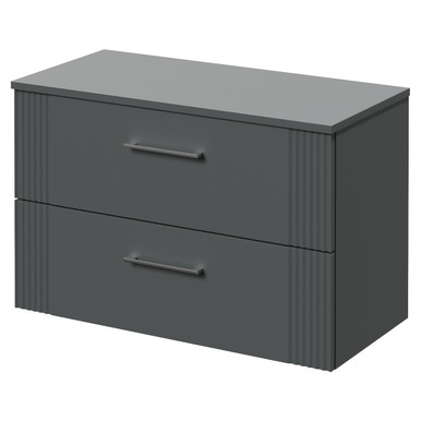 Avant Satin Grey 800mm Wall Mounted 2 Drawer Vanity Unit for Countertop ...