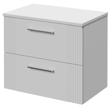 Avant Satin White 600mm Wall Mounted 2 Drawer Vanity Unit for ...
