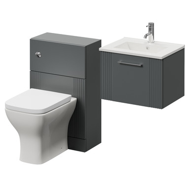Avant Satin Grey 1000mm Wall Mounted Single Drawer Vanity Unit and ...
