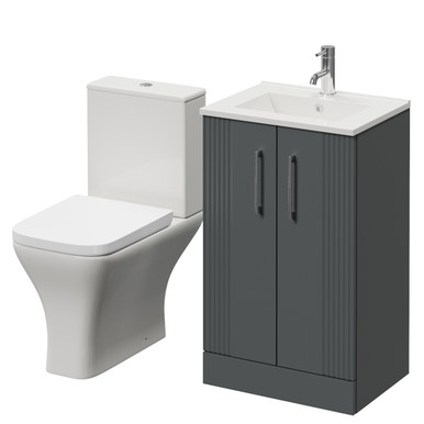 Avant Satin Grey 500mm 2 Door Vanity Unit and Kingston Toilet Suite ...