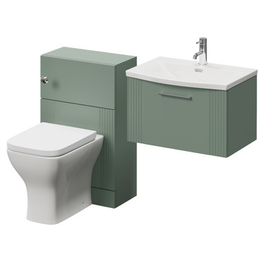 Avant Satin Green 1100mm Wall Mounted Single Drawer Vanity Unit and ...