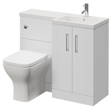 Avant Satin White 1000mm 2 Door Vanity Unit Toilet Suite with Right ...
