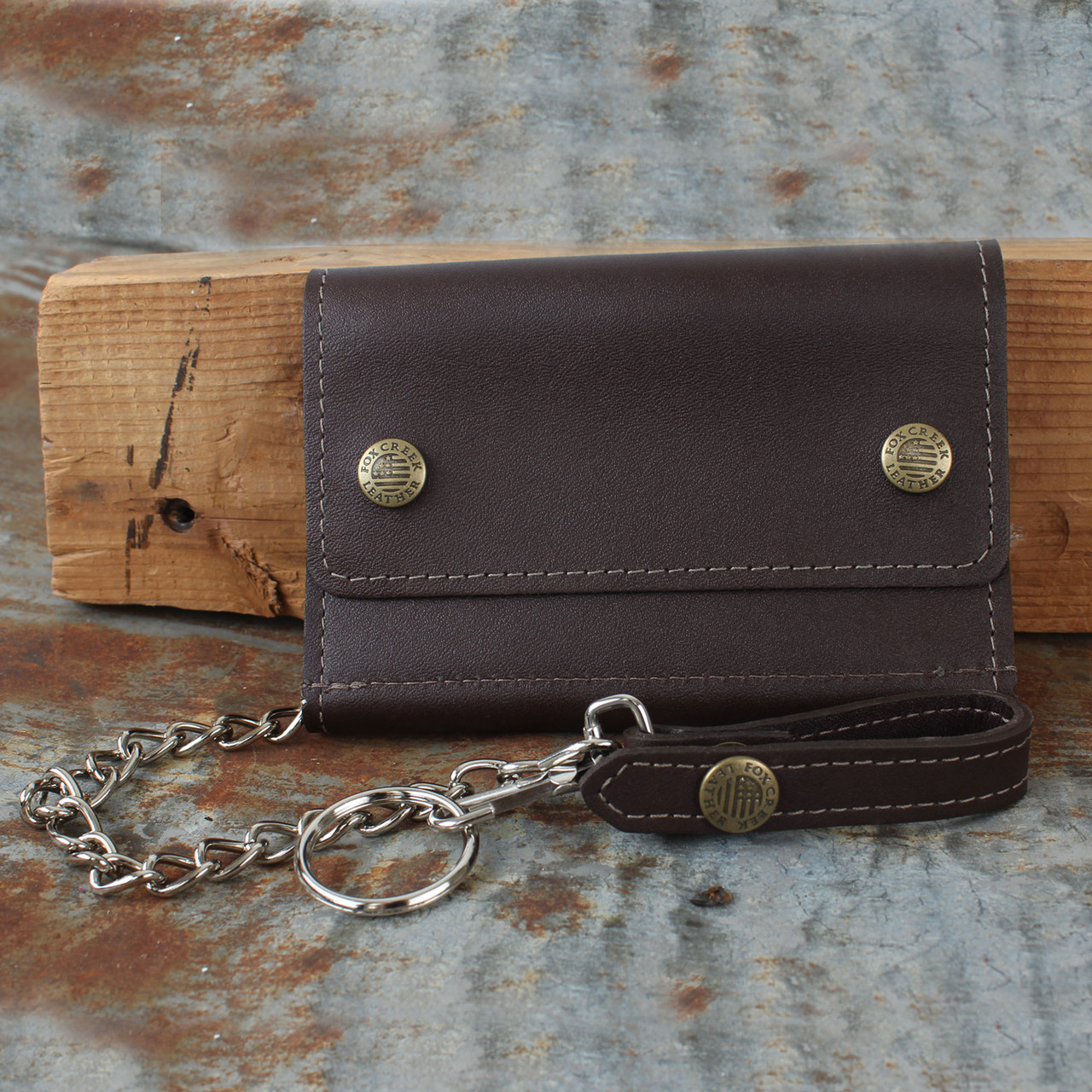 Tri-fold Trucker Wallet with Chain - Fox Creek Leather