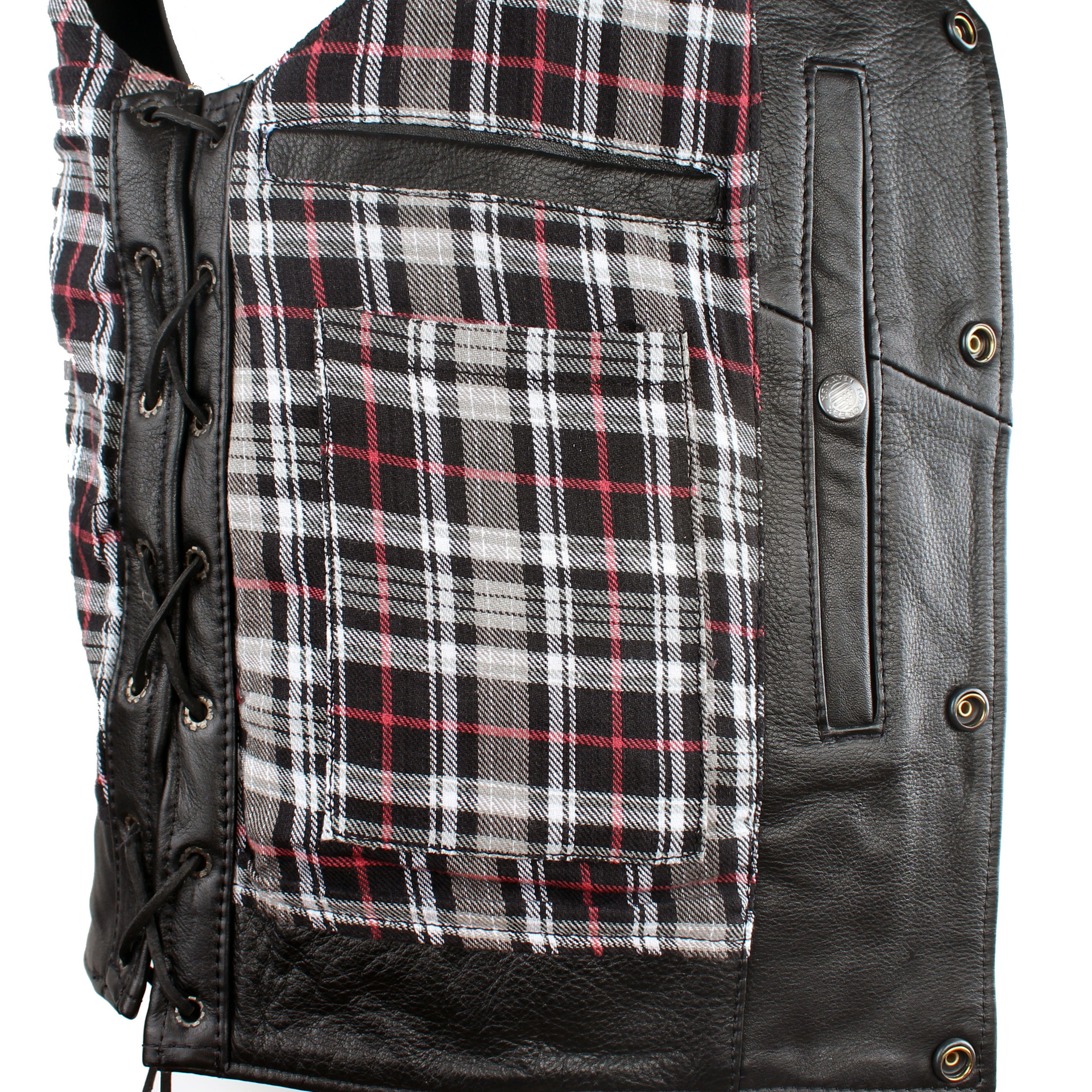 Men's 10 Pocket Full Back Leather Vest from Fox Creek Leather