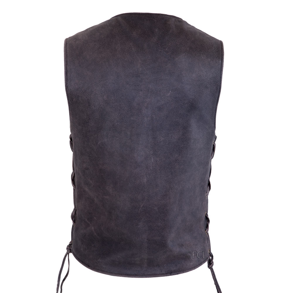Distressed Leather Motorcycle Vest - Fox Creek Leather