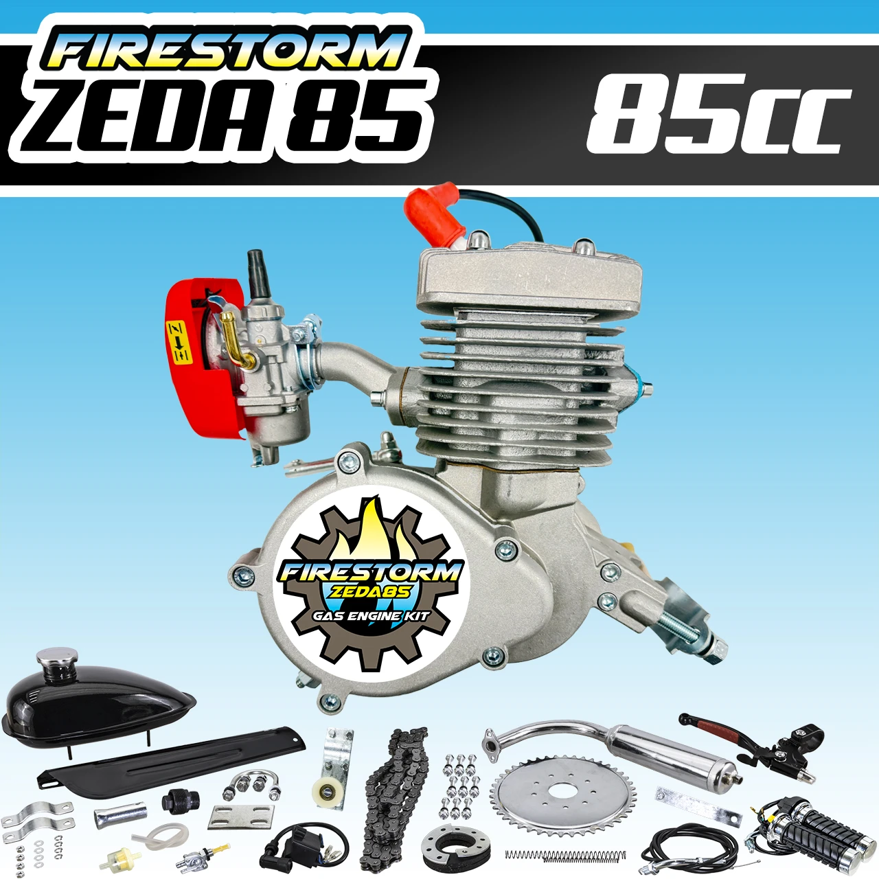 Zeda 85 Firestorm True 85cc 2 Stroke Bicycle Engine Kit