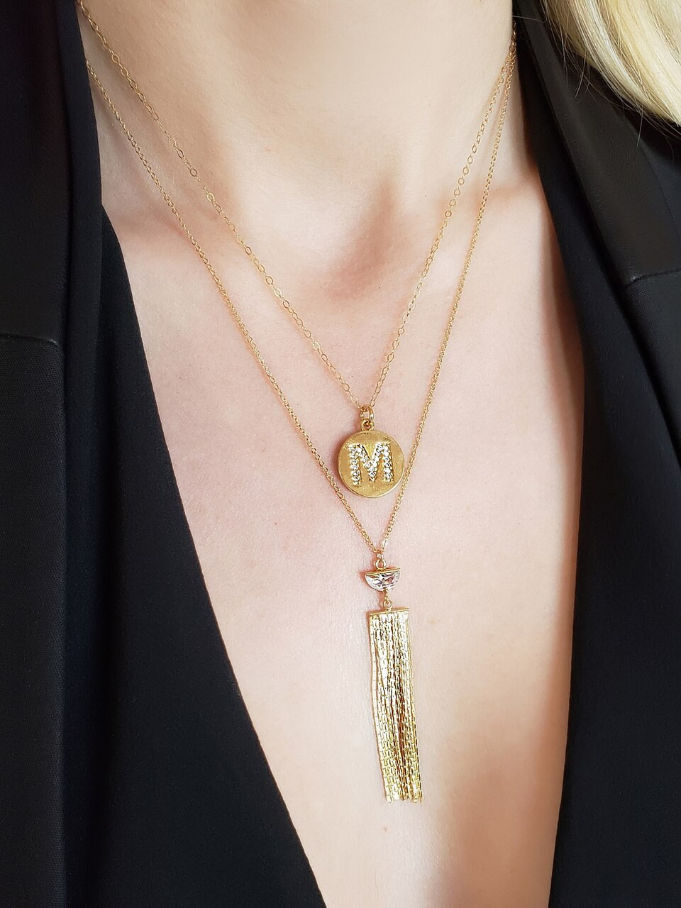 Ivy Gold Pink Crystal Connector Pendant
