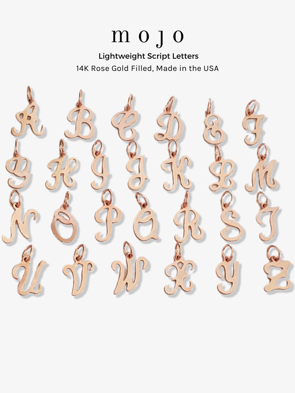 Jacie Script Letter Necklace Pendant, 14K Gold Filled or Sterling Silver