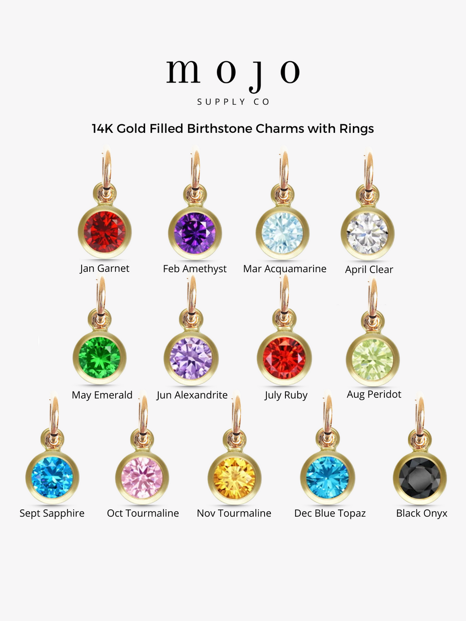 Berkeley 14K Gold Filled 4mm Birthstone Necklace Pendant 13 Colors July Ruby