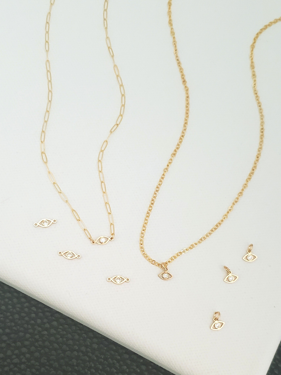 Deanna Evil Eye CZ Necklace Pendant or Connector, Gold Filled or ...