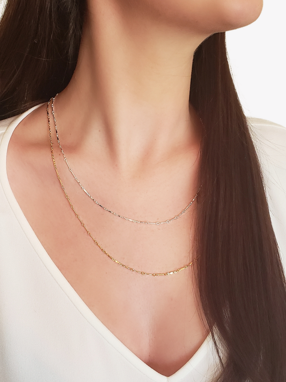 Trini Unfinished Dapped Bar Necklace Chain, Gold Filled or Sterling Silver