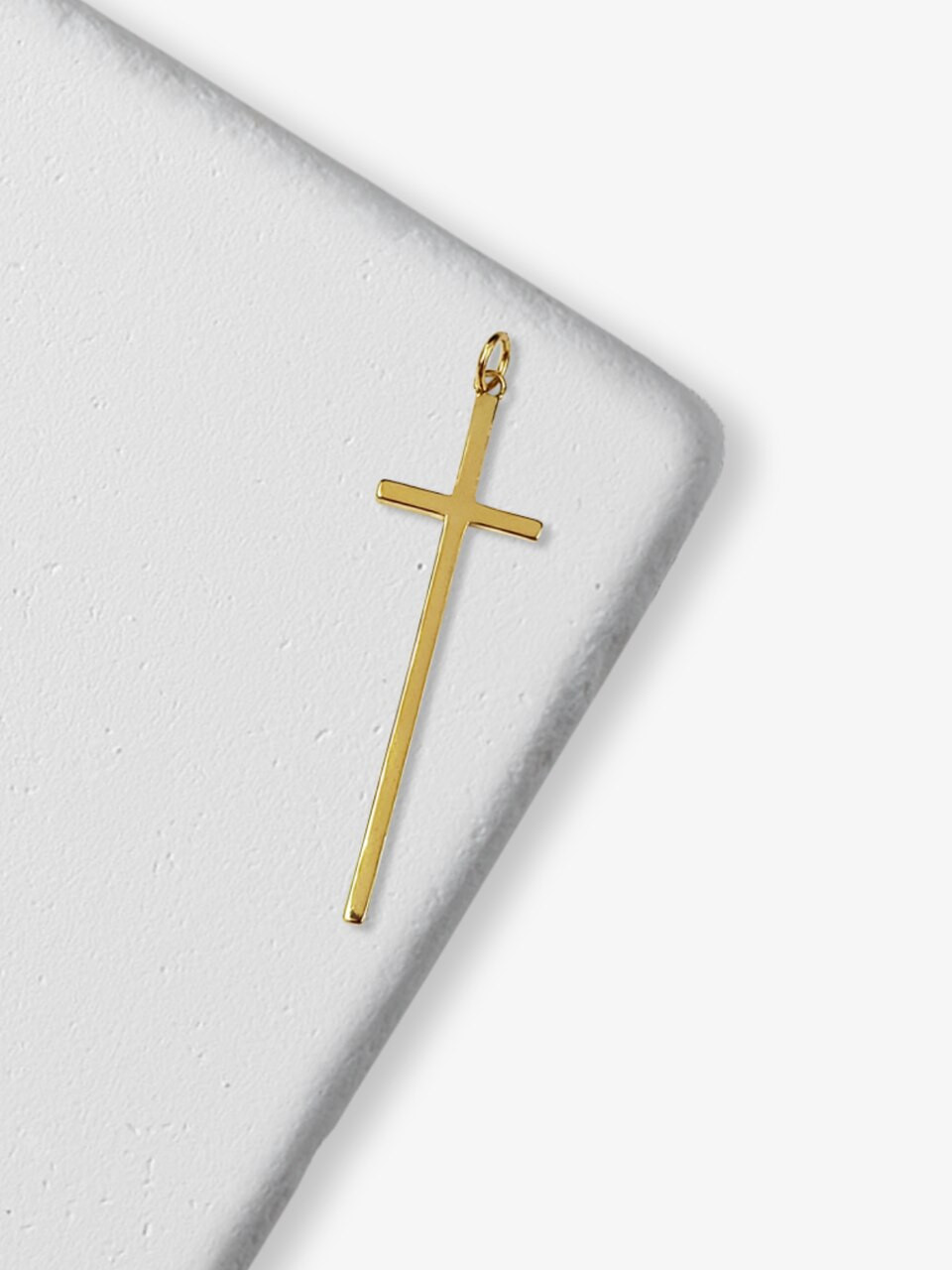Nena Gold Long Skinny Cross Necklace Pendant