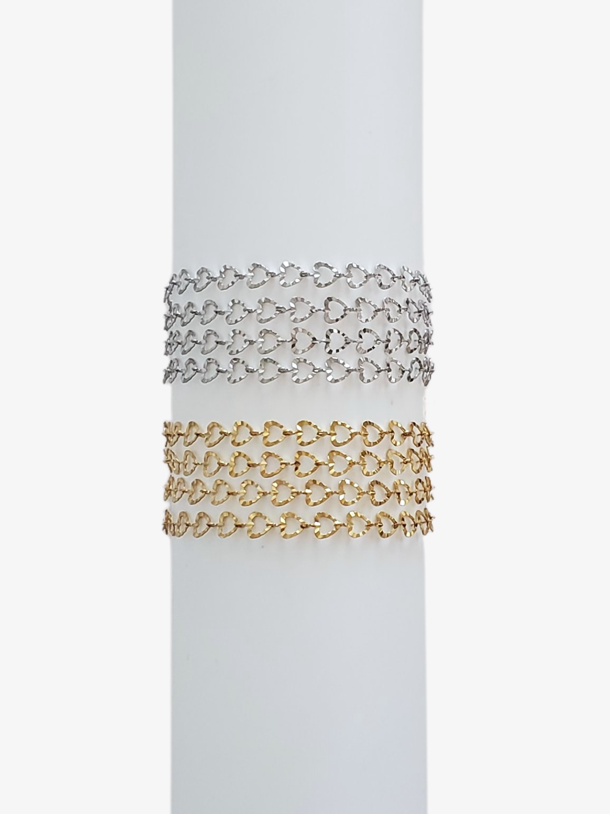 Danyle Unfinished Sparkle Heart Bracelet Chain, Gold or Silver PVD ...