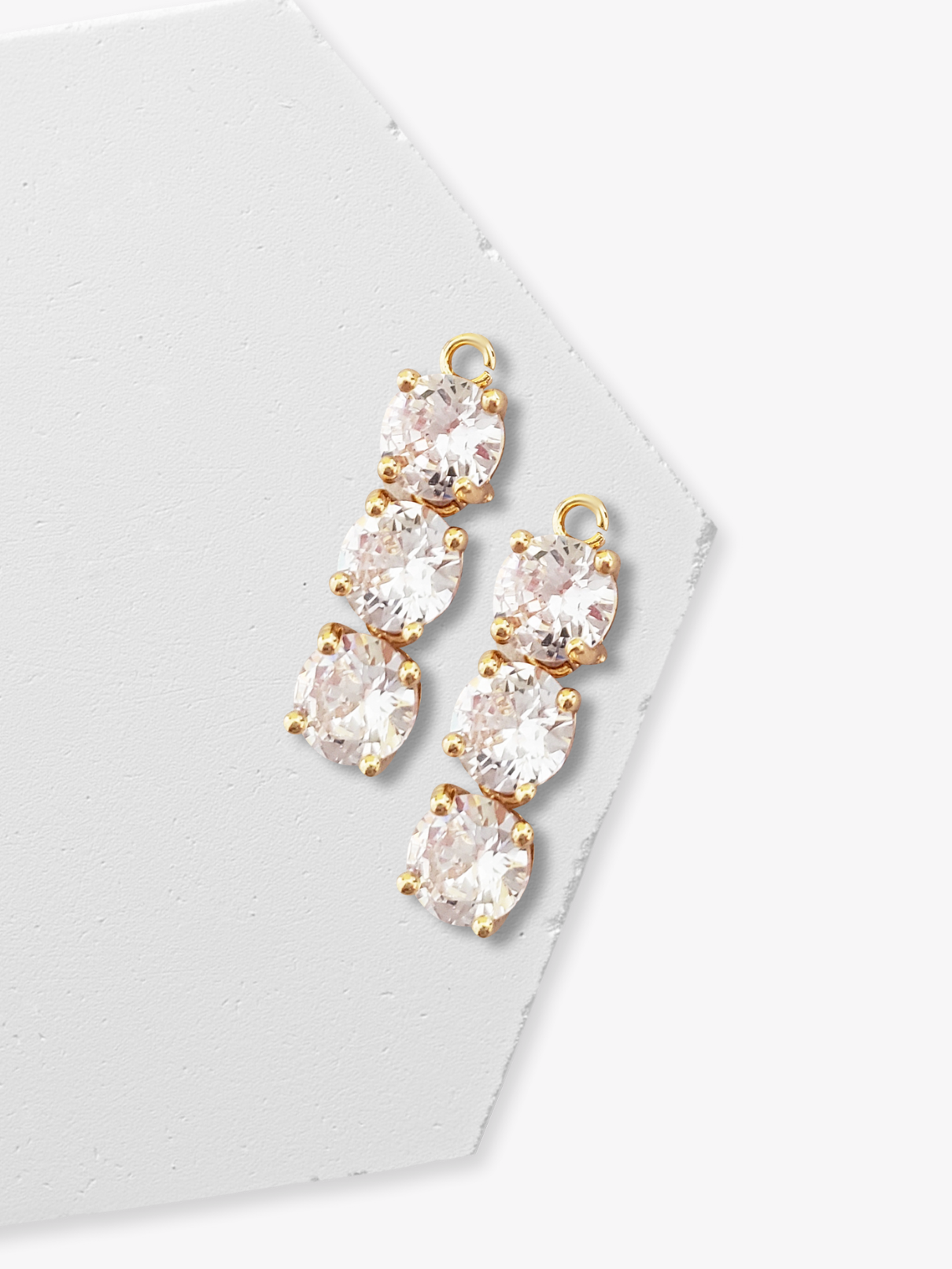 Meridian Gold Three-Stone CZ Necklace Pendant