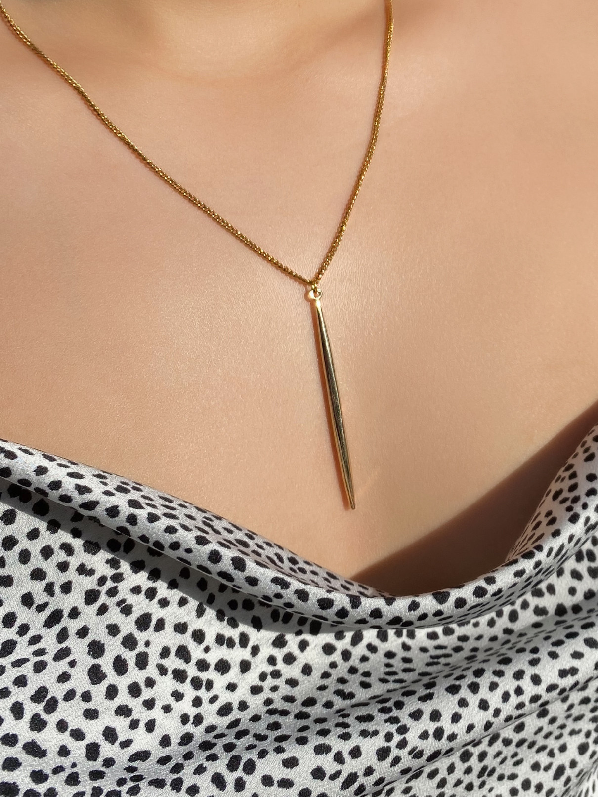 Nena Gold Long Skinny Cross Necklace Pendant