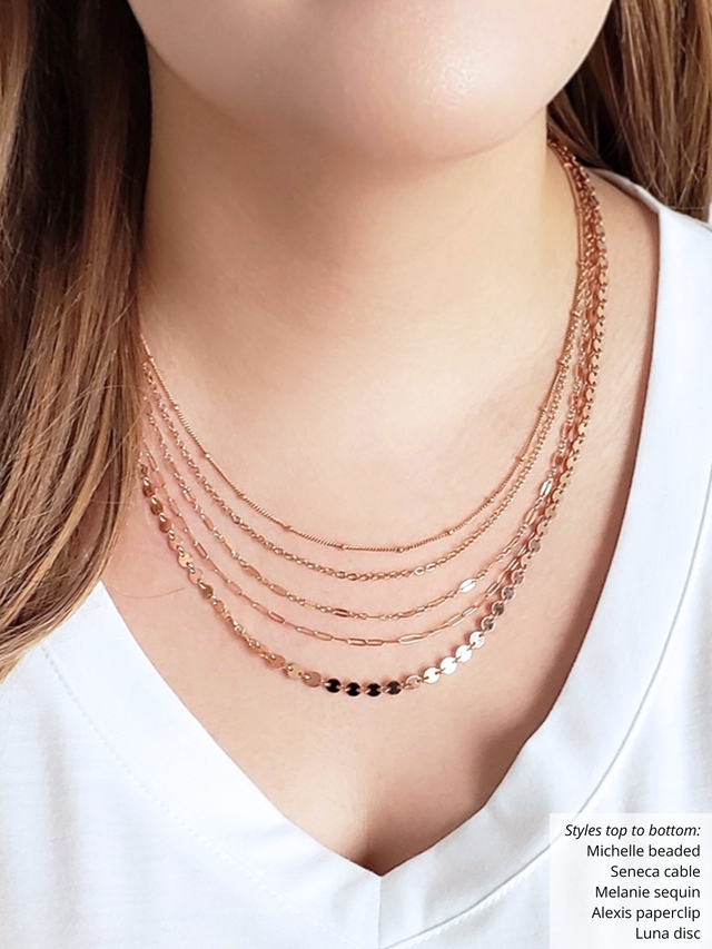 Gold Unfinished Necklace Chain Collection, 11 Gold Filled Style Options