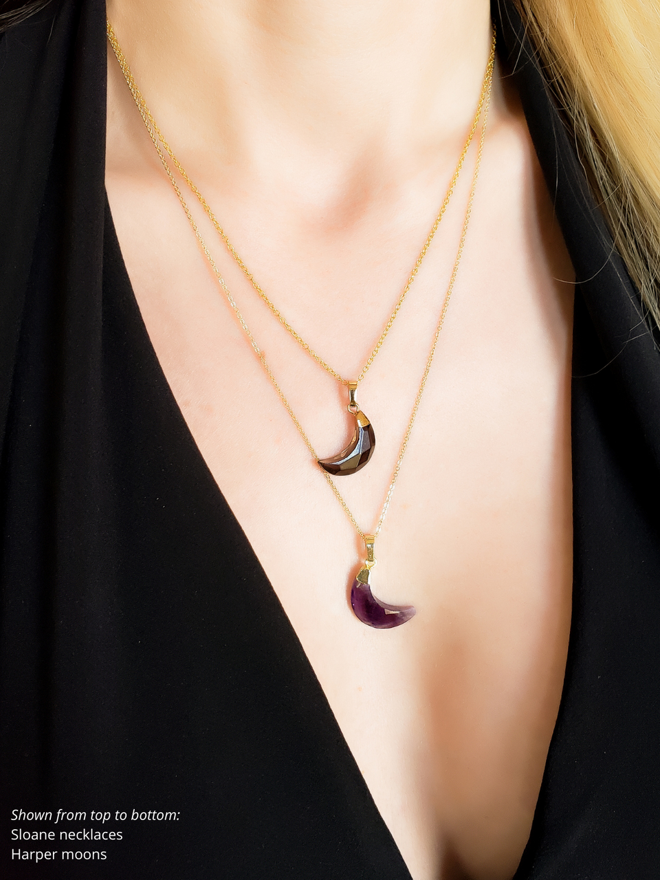 Georgina Gold White Shell Moon Necklace Pendant, 2 Sizes