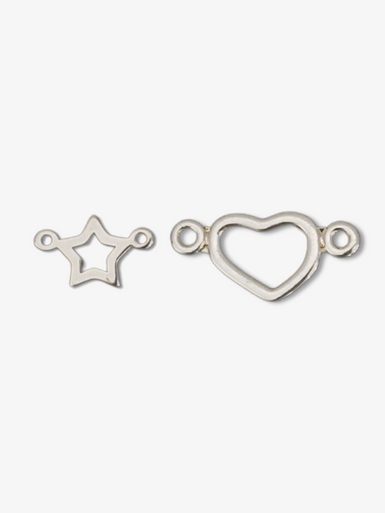 Tania Heart and Sidney Star Necklace Connectors, Sterling Silver