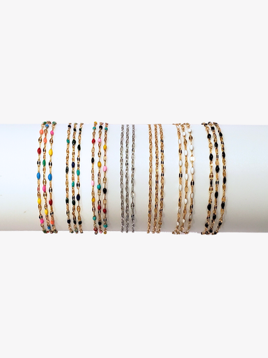 Steff Unfinished Gold Enamel Sequin Stainless Steel Bracelet Chain, 7 ...