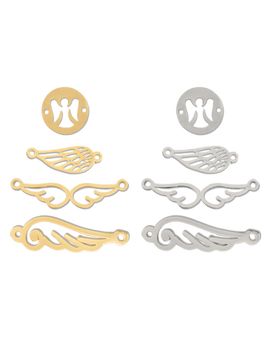 Angel Bracelet Connector Collection, Silver and Gold PVD Stainless Steel