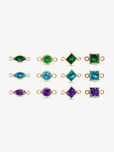 14K Gold Filled Jewel Toned Bracelet Connector Shapes, 3 Colors