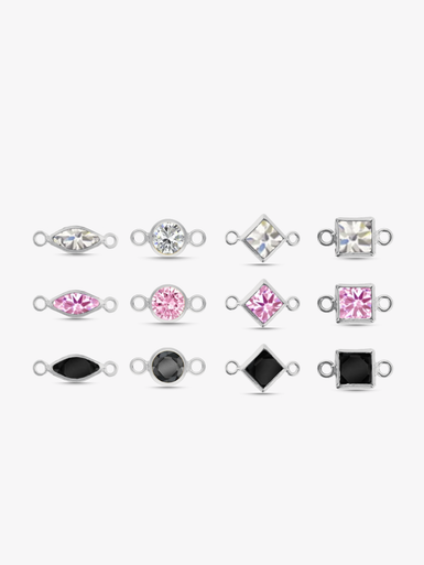 Sterling Silver Bracelet Connector Shapes, 3 Colors