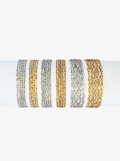 Steff PVD Stainless Steel Unfinished Sequin Bracelet Chain, 3 Sizes