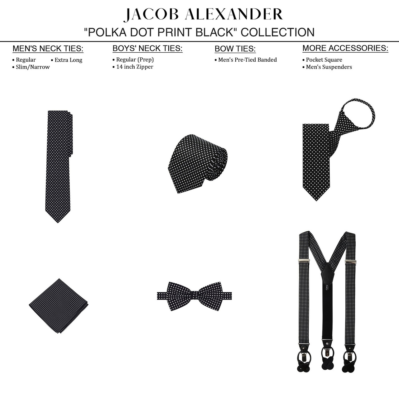 Banded Polka Dot Bow Tie - Black - Jacob Alexander