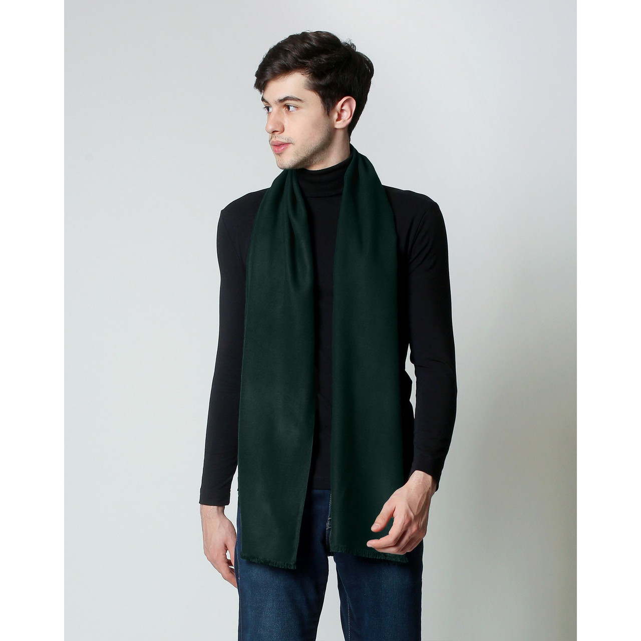 Solid Woven Viscose Scarf - Emerald Green - Jacob Alexander