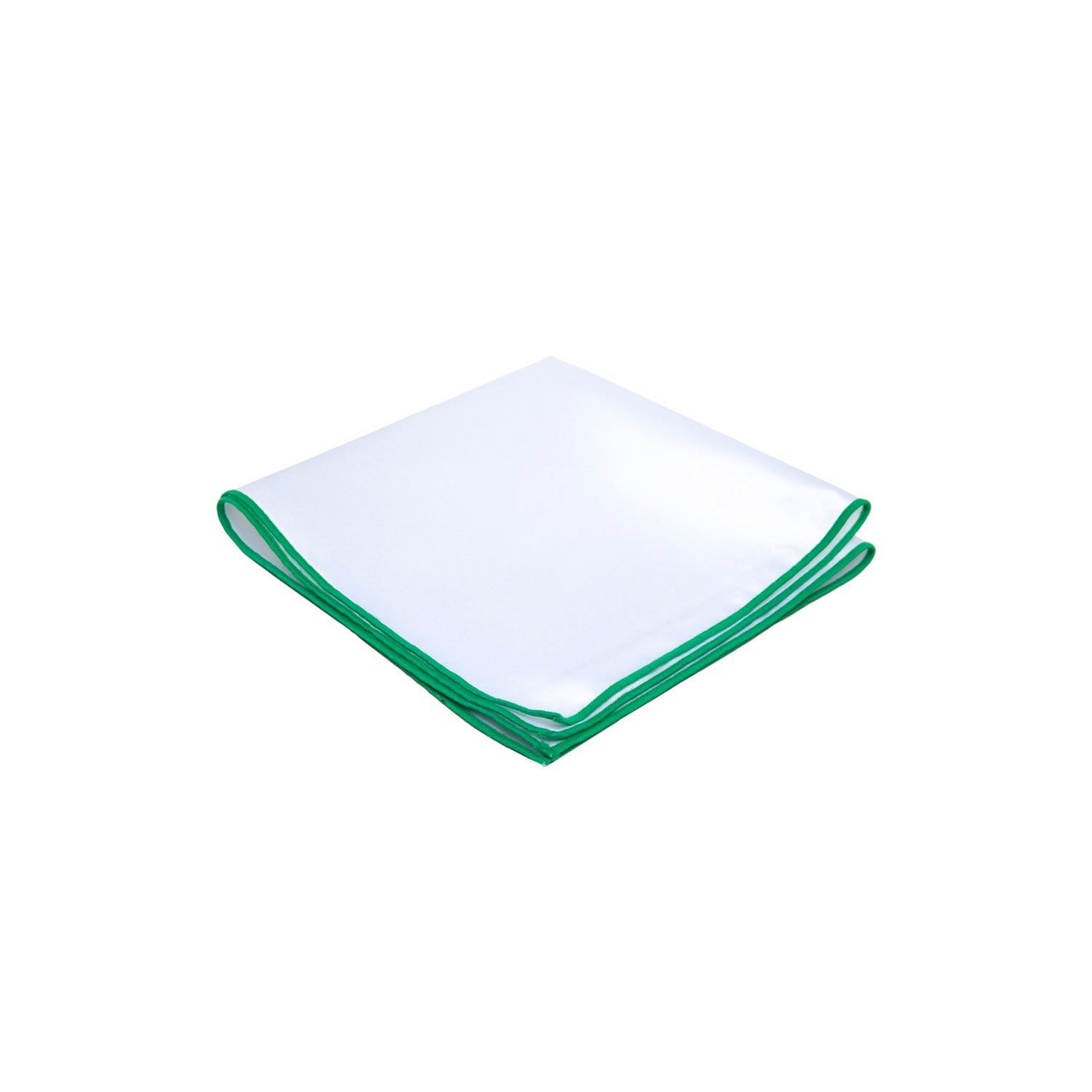 White Pocket Square Embroidered Edge - Green Apple - Jacob Alexander